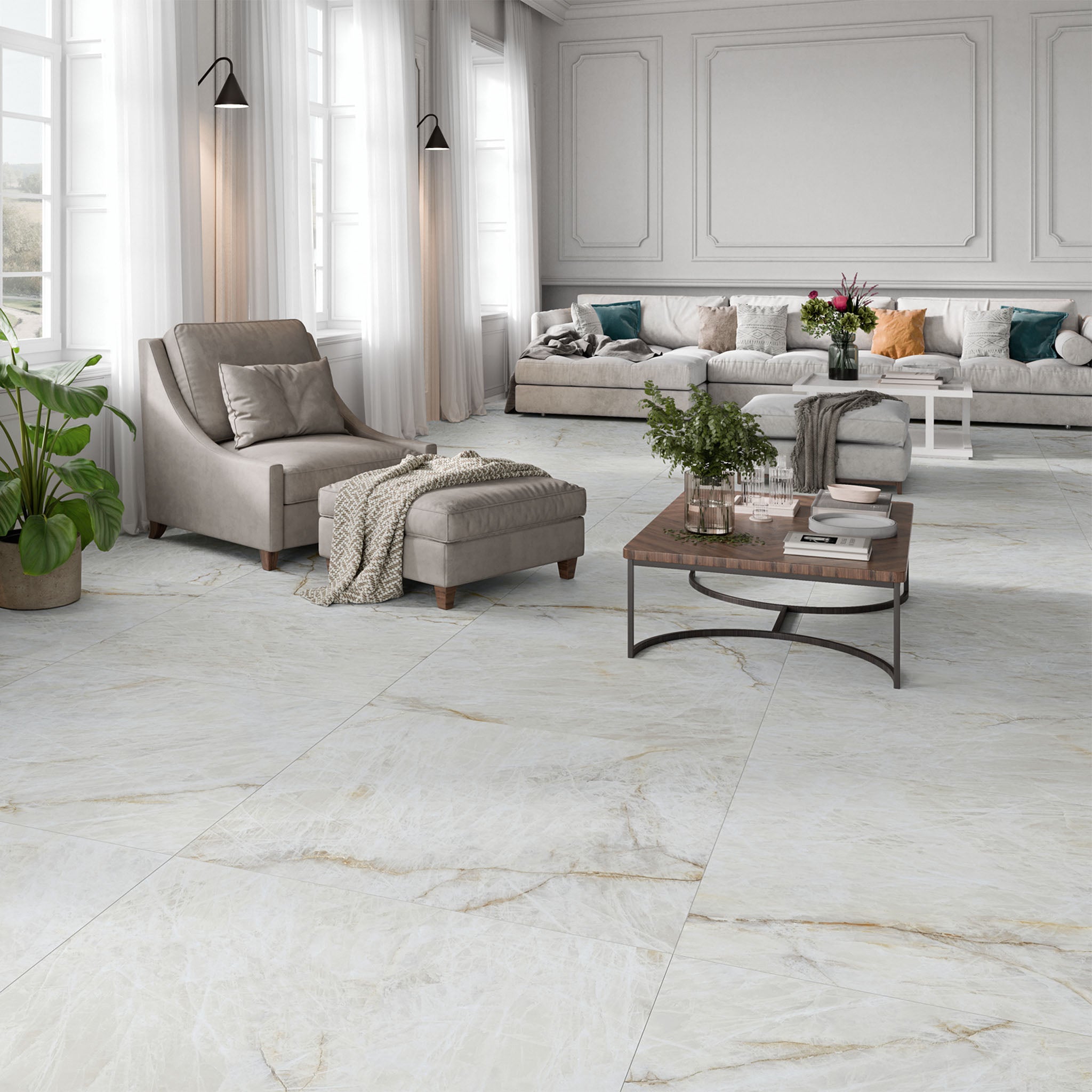 White Floor Tiles Living Room Gemstone Floor Tile – Porcelain