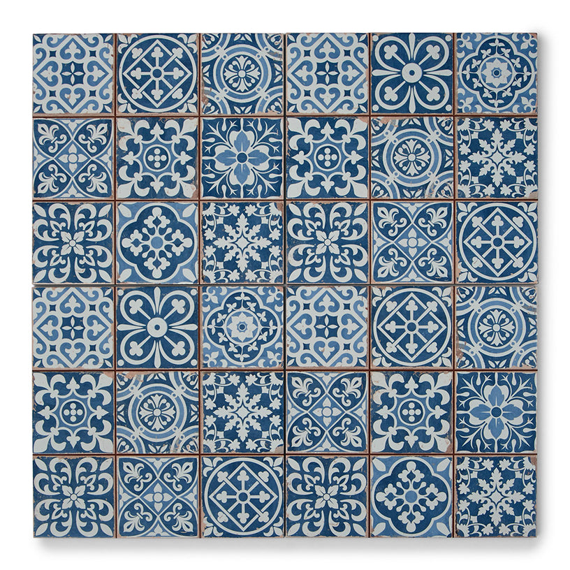 Tapestry Blue Patterned Tile - Porcelain Superstore