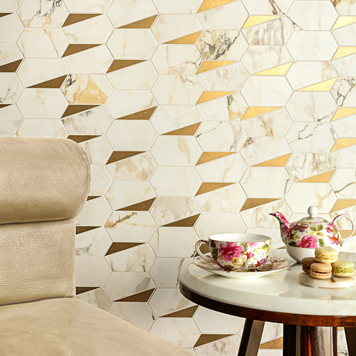 Drops Gold Wall Tile - Porcelain Superstore