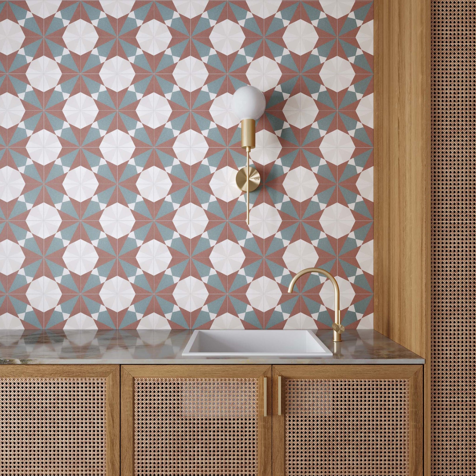 Rosetta Red Patterned Tile - Porcelain Superstore