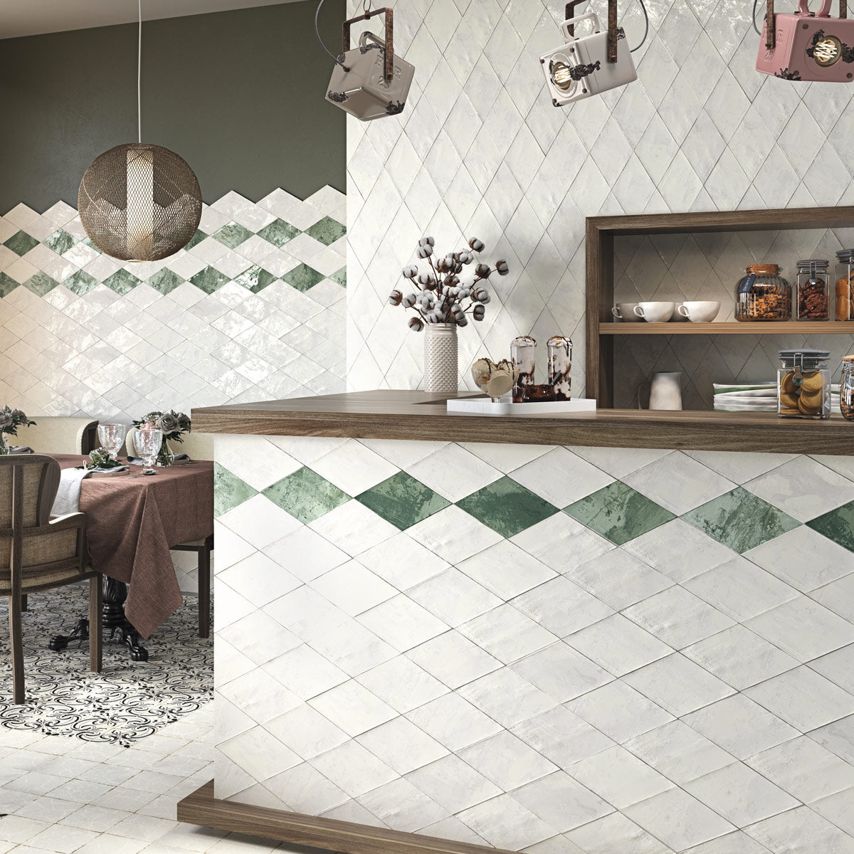 Ceramic Wall Tiles Texture For Kitchen Craquele Marine Metro Bevelled